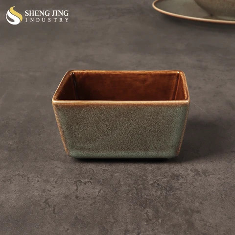 Buy Luxury Retro Gold Rim Rectangular Ceramic Butter Sugar Container ...