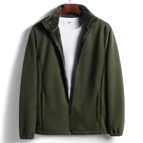 Buy New Stand-collar Mens Plus Size Jacket Plus Velvet Thickened Fleece ...