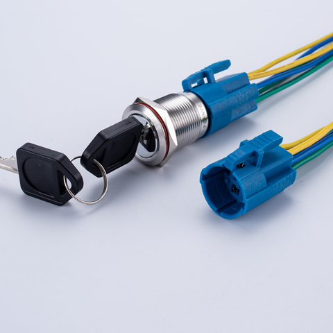 Buy Oabb 19mm 3position Metal Key Switch With Matched Connectors ...