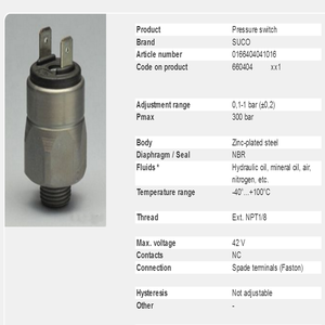 Buy Pressure Switch Suco 660404 0166404041016, 0,1-1 Bar, Nbr from ...