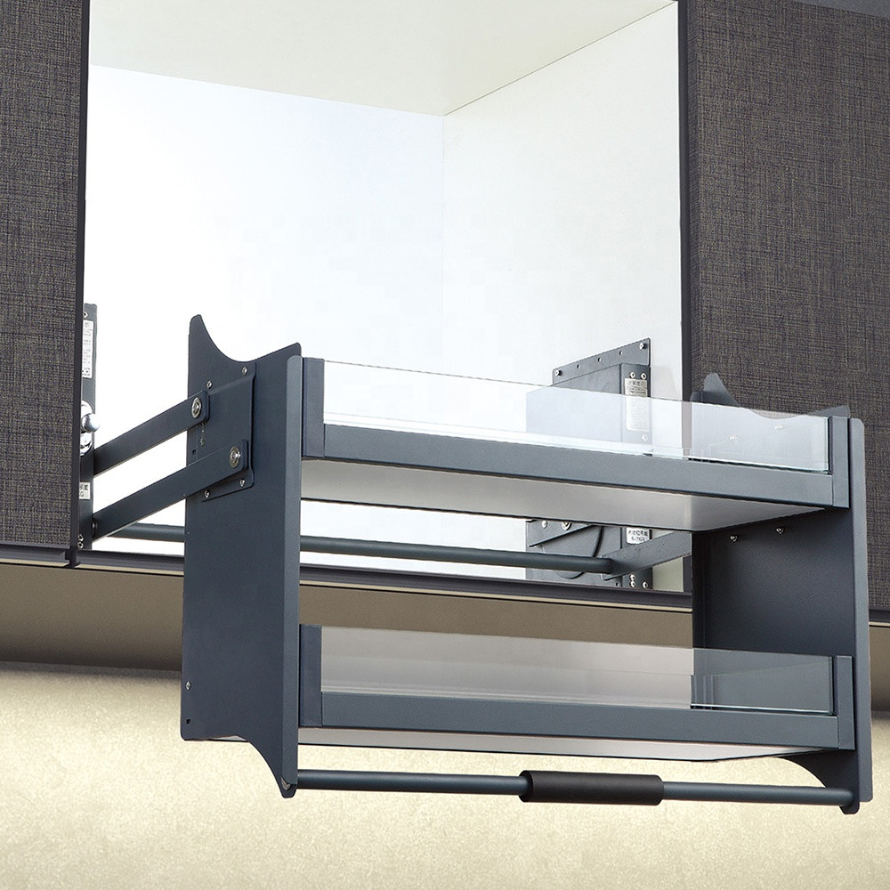 Buy Pull Down Up Pulldown Hardware Storage Chromed Wire Basket Shelf ...