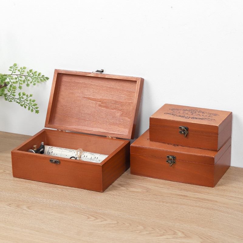 Buy Retro Old-fashioned Storage Boxes Dressing Table Wooden Jewelry ...