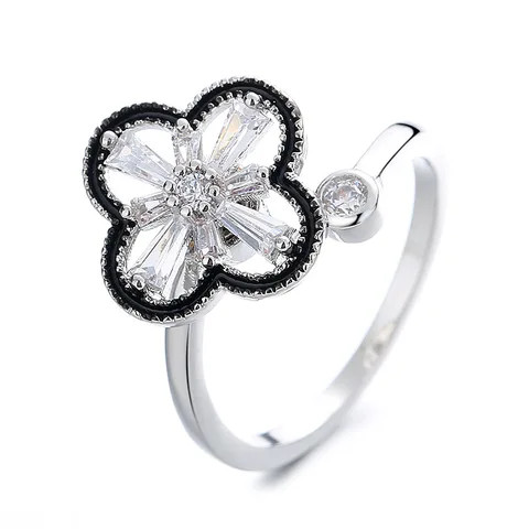 Buy Rotary Ring Set Adjustable Rose Rotary Lucky Grass Hand Decorative ...