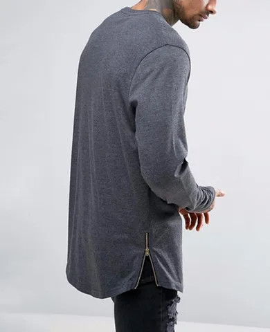 Buy Wholesale Super Longline Long Sleeve T Shirt With Curved Hem And ...