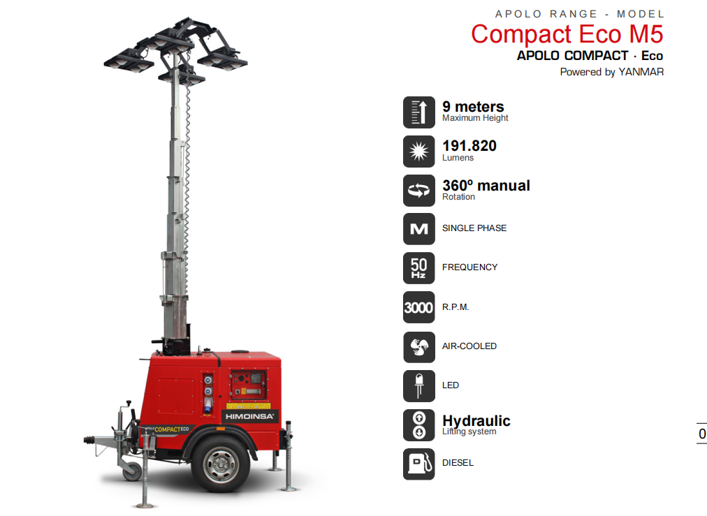 Buy Compact Eco M5 Diesel 360º Manual Led Lighting Tower from Hangzhou ...