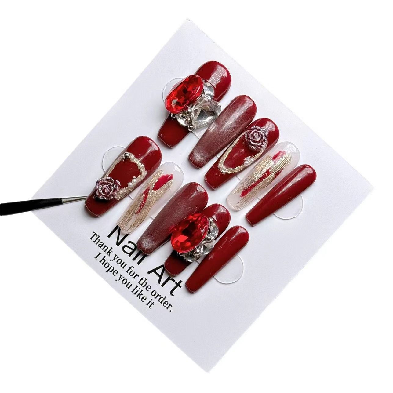 Buy Queen Long Nails Press On Nails Factory Design Hand Painted Salon ...