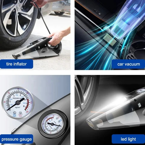 Buy 4-in-1 Car Vacuum Cleaner Tire Inflator Portable Air Compressor ...