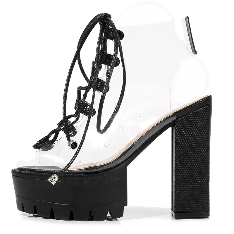Buy Busy Girl Pl0433 Transparent Plastic Waterproof Platform High ...