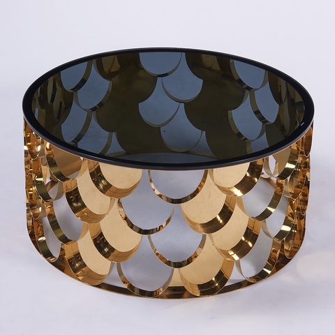 Buy Creative Luxury Living Room Center Table Round Black Tempered Glass ...