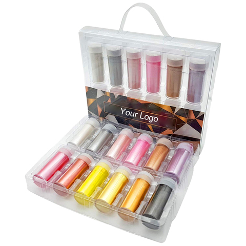 Buy Custom Color Print Label 10g/jar Mica Powder Epoxy Resin Dye Pearl ...