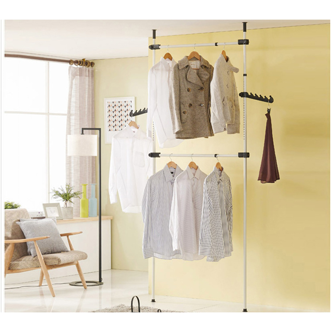Buy Diy Vertical Two Pole Wardrobe Ceiling Standing Racks & Hangers ...