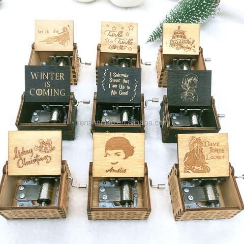 Buy Hot Mini Wooden Music Box Hand Crank Carved Tiny Musical Box As ...