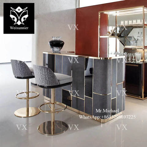 Buy Italian Luxury Style Grey Velvet Upholstered Swivel Bar Stool With ...