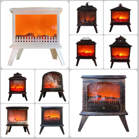 Buy Lantern Fireplace Artificial Decor Flameless Portable Chimney Log ...