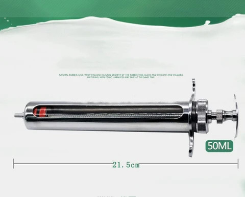 Buy 50ml Injector Livestock Reusable Continuous Syringe Stainless Steel Hypodermic Veterinary ...