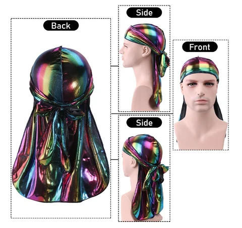 Buy New Trendy Popular Pirate Durag Hat Dazzling Colour Printing Satin ...