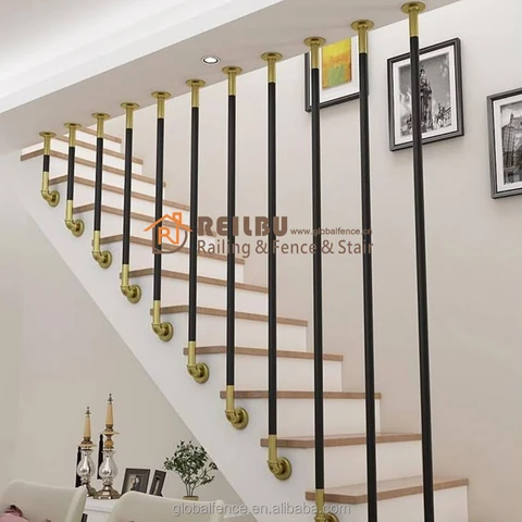 Buy Reilbu Industrial L-shaped Stair Handrail Stairs Railing Metal ...