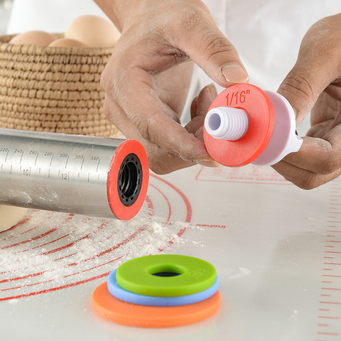 Buy Stainless Steel Adjustable Rolling Pin With Thickness Silicone Mat ...