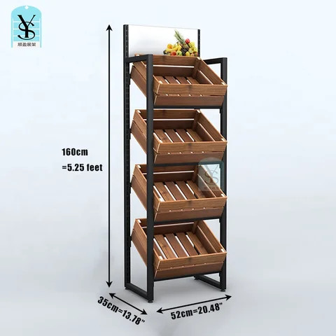Buy Vegetable Fruit Shelf Display Rack Grocery Store Customized Display ...