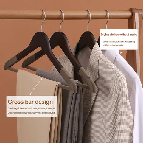 Buy Wooden Clothes Hangers Manufacturer Clothing Store Anti-slip Solid ...