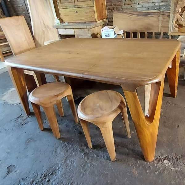 Buy Trembesi Dining Table Set With Round Stool from Mebel Trembesi ...