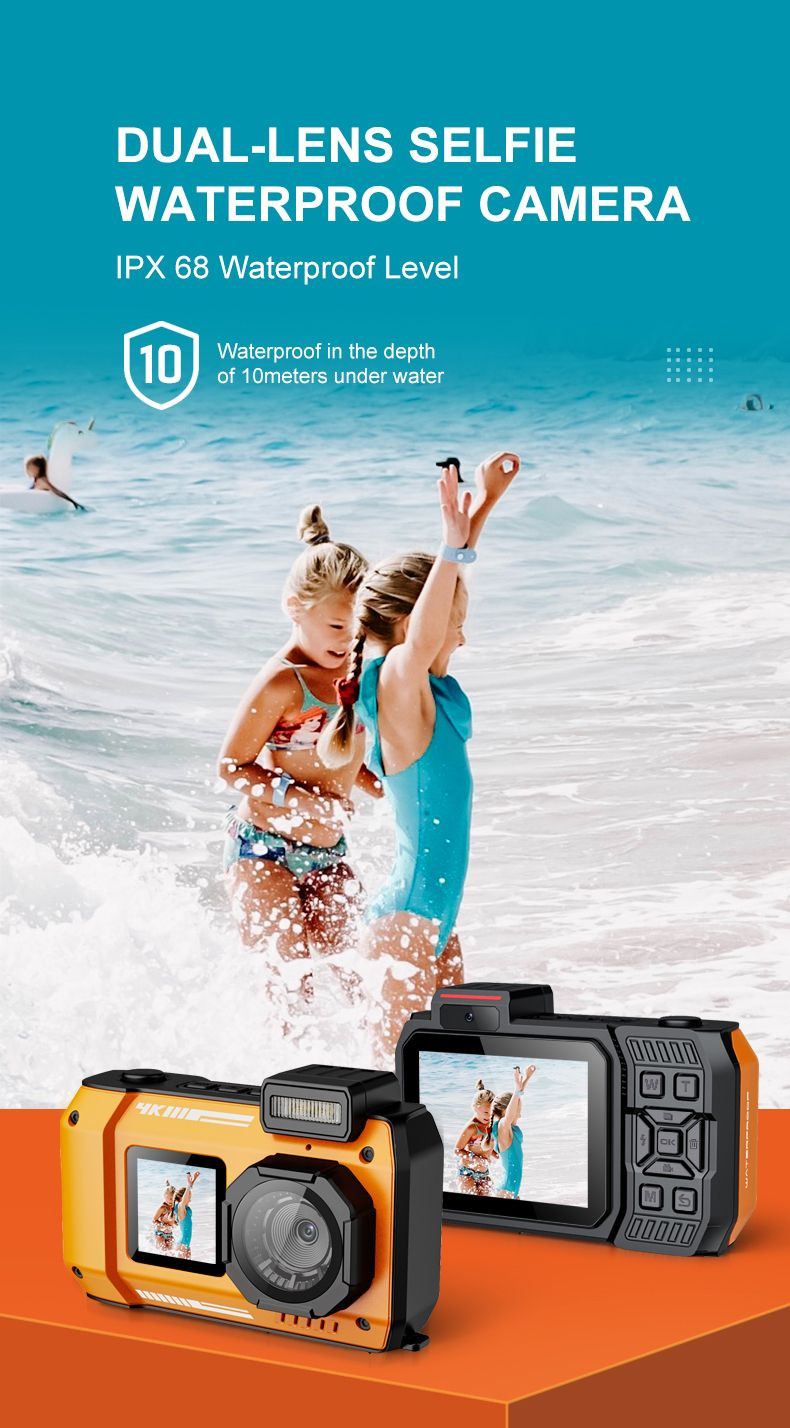 Buy 2024 Best Underwater 7 Meter Ip68 Waterproof Camera Dual Screen ...