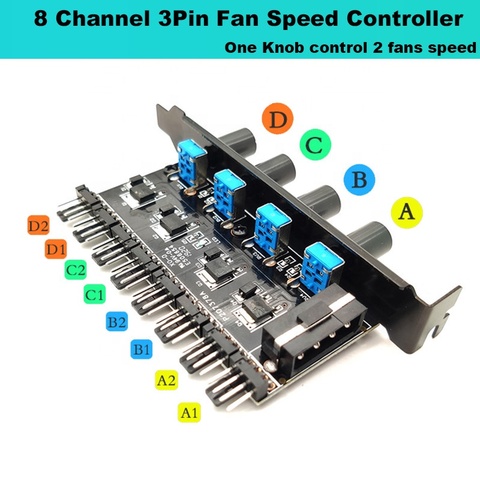 Buy 8 Channel Dc 12v 4pin Pwm Fan Hub Temperature Speed Controller With ...