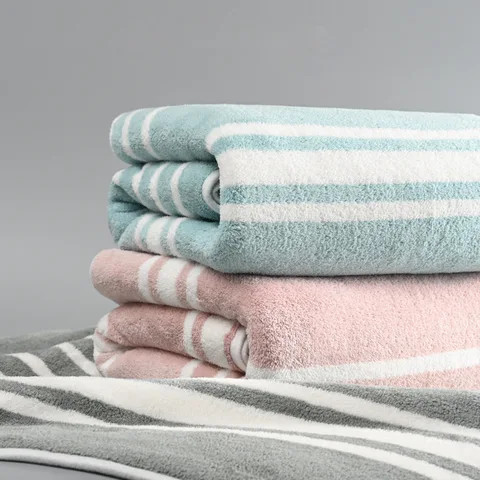 Buy Classic Luxury Strip Bath Towels Extra Large | 100% Soft Cotton ...