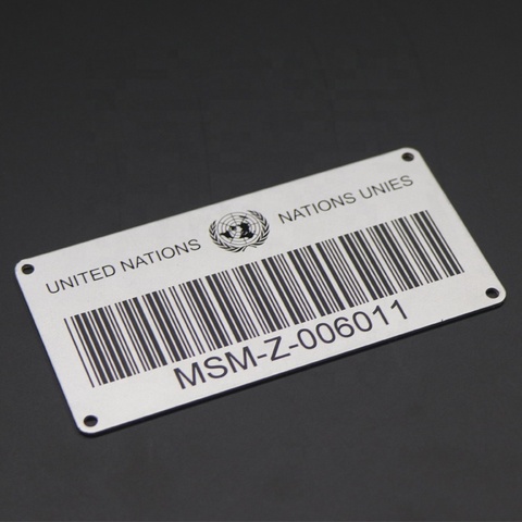 Buy Custom Silver Barcode Metal Name Plates Serial Bar Code Number ...