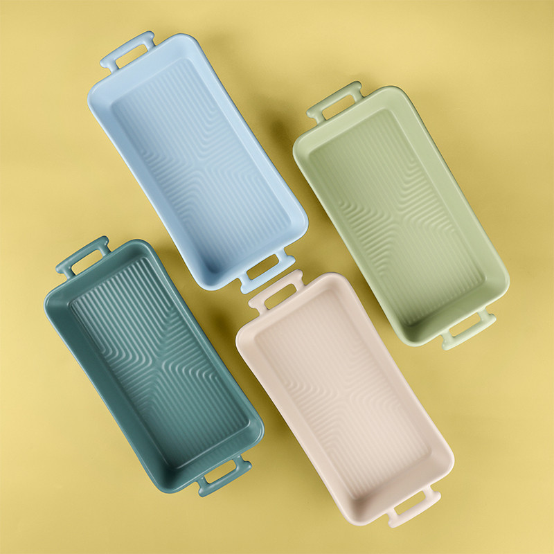 Buy Customized Matte Colors Rectangle Ceramic Bakeware Porcelain Bread ...