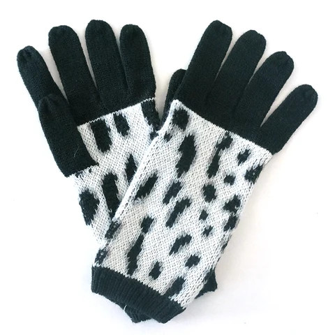 Buy Customized Winter Leopard Print Cashmerelike Acrylic Knitted Gloves ...