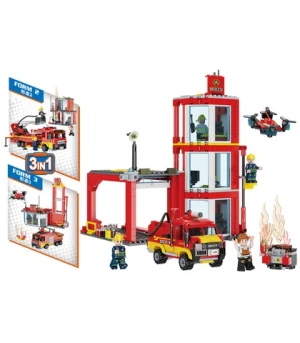Buy Fire Station Fire Truck 3in1 Building Brickstoys City Model Fire ...