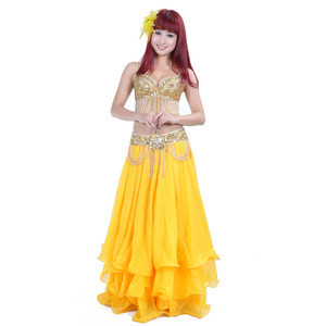 Buy Gold Professional Belly Dance Performance Costumes With Skirt For ...