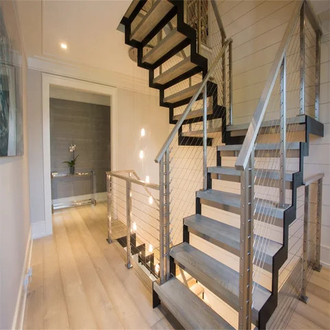 Buy High End Interior Wood Stair Design Glass Railing Wood Stair ...