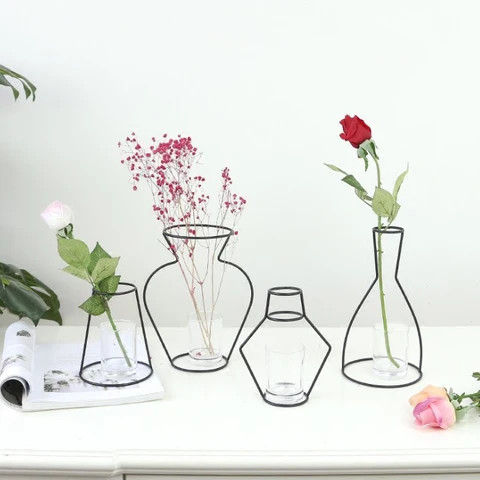 Buy Home Party Decoration Vase Abstract Black Lines Minimalist Abstract ...
