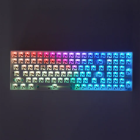 Buy Mk100 White/black Mechanical Keyboard Steel Plate Kit Rgb Bluetooth ...