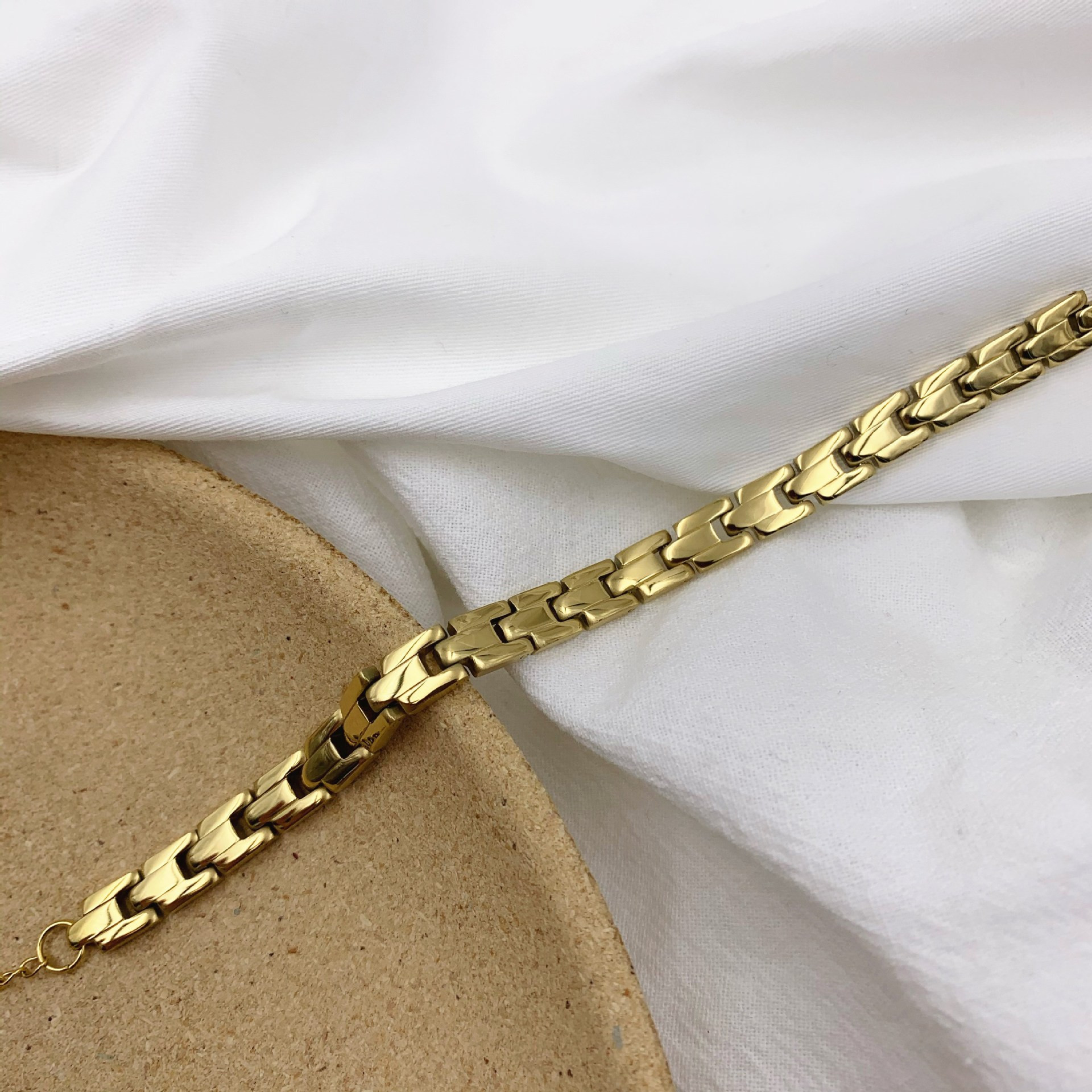 Buy New Arrivals Chic Flat Link Chain Bracelet Gold Plated Watch Strap ...