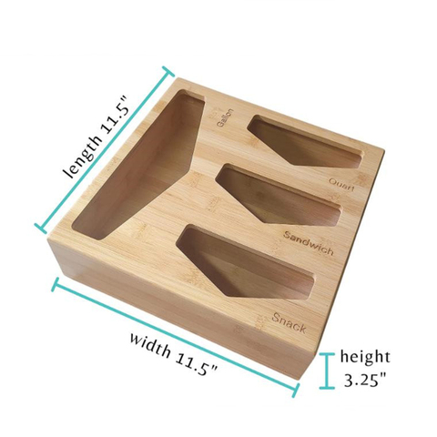 Buy Premium Wood Drawer Organizer Plastic Baggie Container Bamboo ...