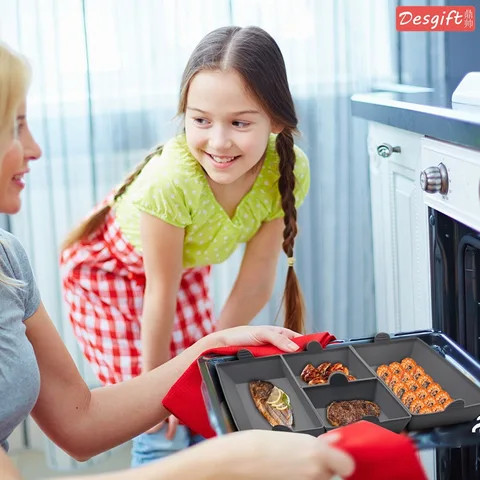 Buy Silicone Baking Tray Separator Four-piece Tray Kitchen Rectangular ...