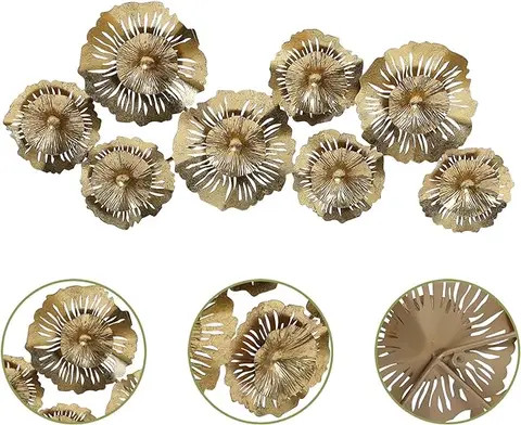 Buy Wholesale Wide Gold Metal Modern Flowers Wall Decor Handmade Art ...
