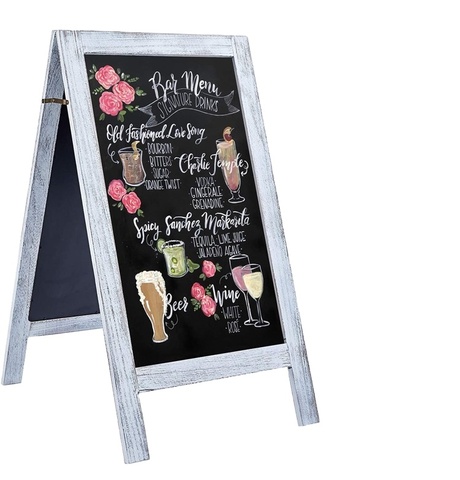 Buy Wooden Chalkboard, Rustic Foldable Wood Black Board, Free Standing ...