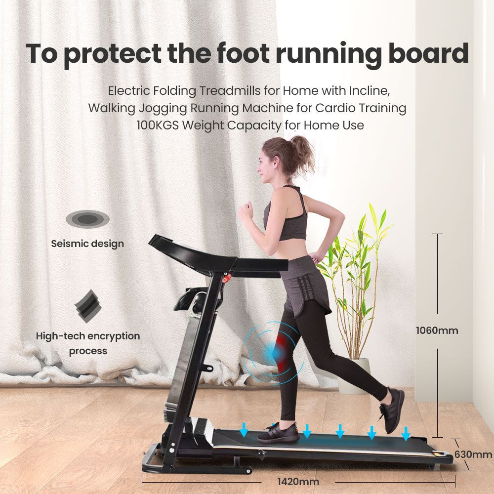 Buy Automatic Wide Running Deck Treadmill Home Folding Family Electric ...