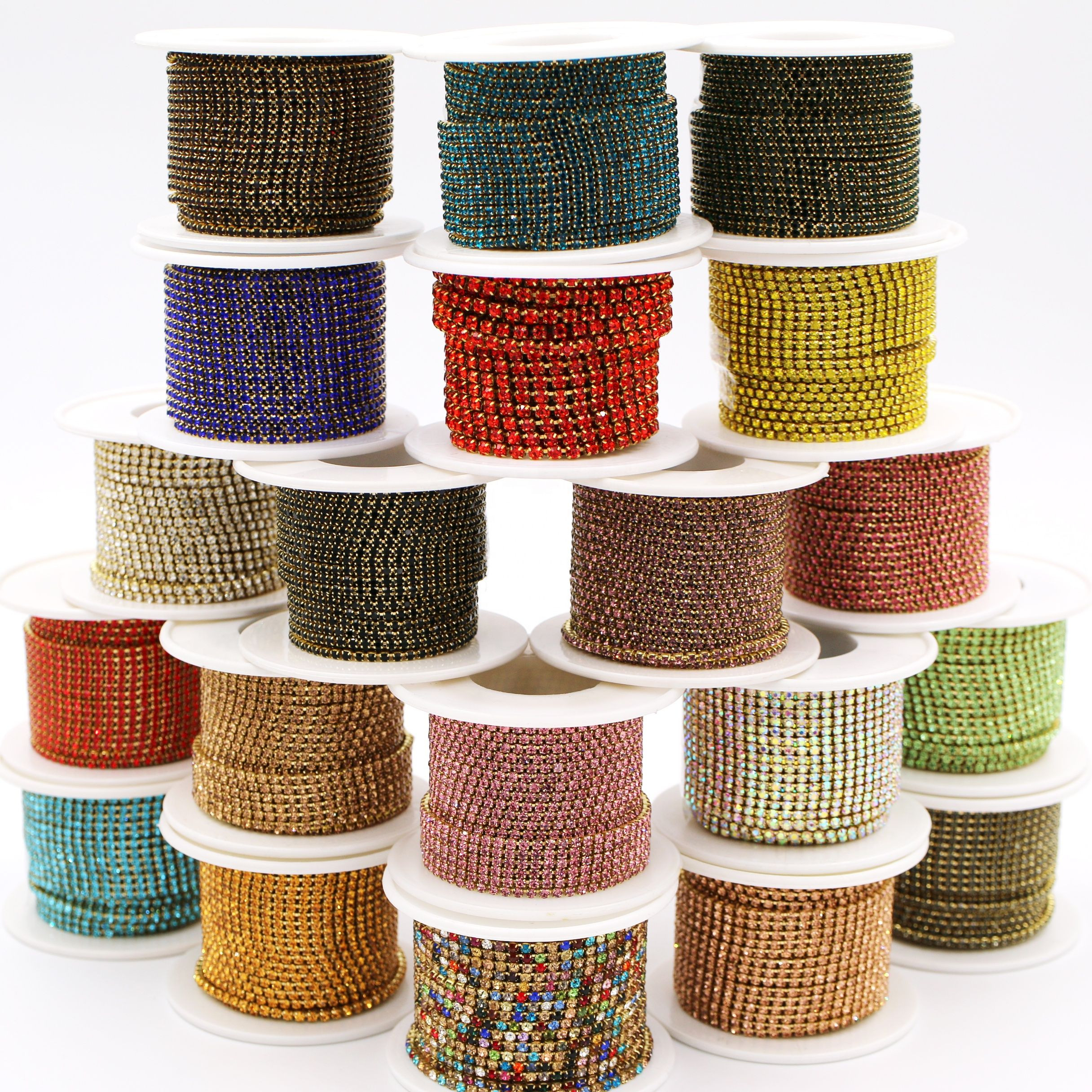 Buy Round Shape Rhinestone Cup Chain Sew-ons With Gold Base For Dress ...