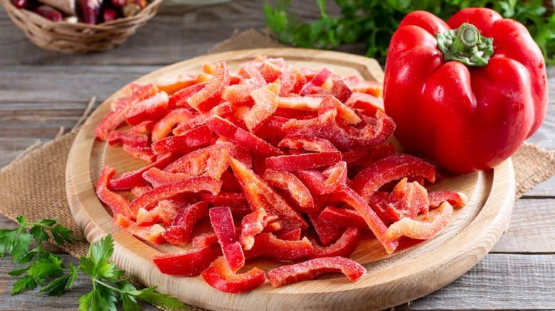 Buy Premium Quality Frozen Sliced Red Bell Pepper For Sale from Bright ...