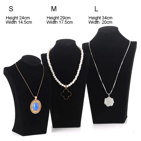 Buy Black Velvet Jewellery Mannequins Cuban Chain Necklace Display ...