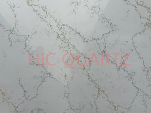 Buy Hic Quartz Golden Vein Marble Look Slab Artificial Quartz Stone ...