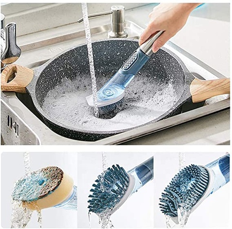 Buy Long Handle 3 In 1 Kitchen Pot Cleaning Tools With Removable Sponge ...
