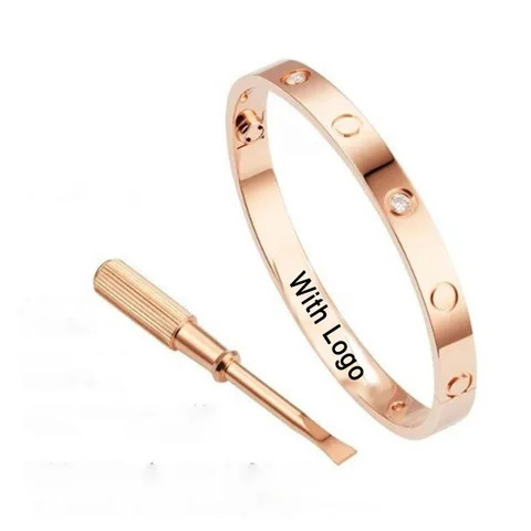 Buy Luxury Brand Stainless Steel Diamond Couple Screw Love Bangles ...
