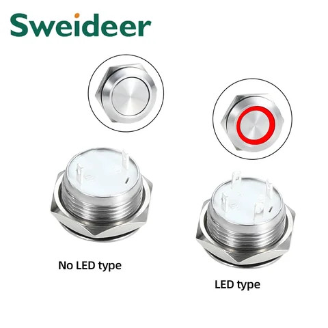 Buy Mini Short Type Stainless Steel Momentary Led Button Ultra-thin ...