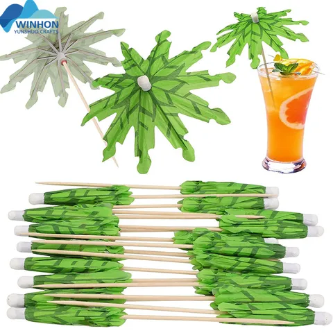 Buy Palm Tree Toothpicks Handmade Cocktail Parasol Picks Green Paper ...